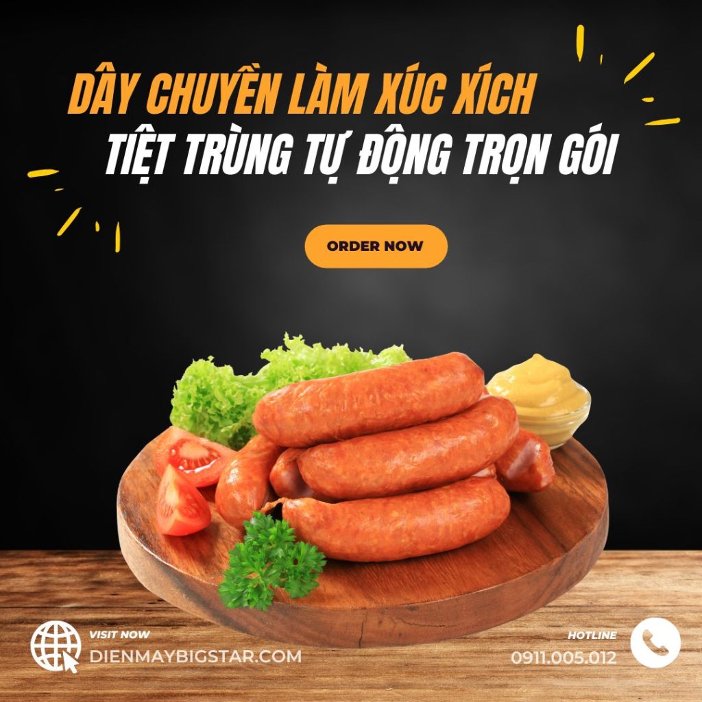 Dây chuyền làm xúc xích tiệt trùng tự động trọn gói